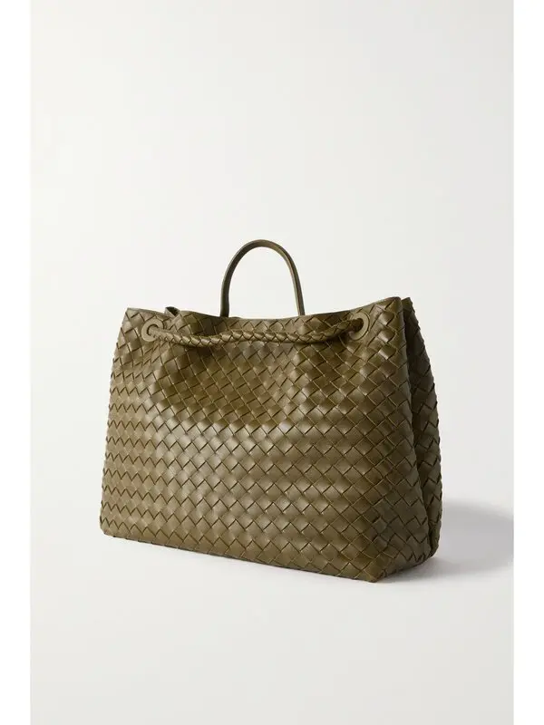 Bottega Veneta Andiamo Large Embellished Intrecciato Leather Shoulder Bag - Green