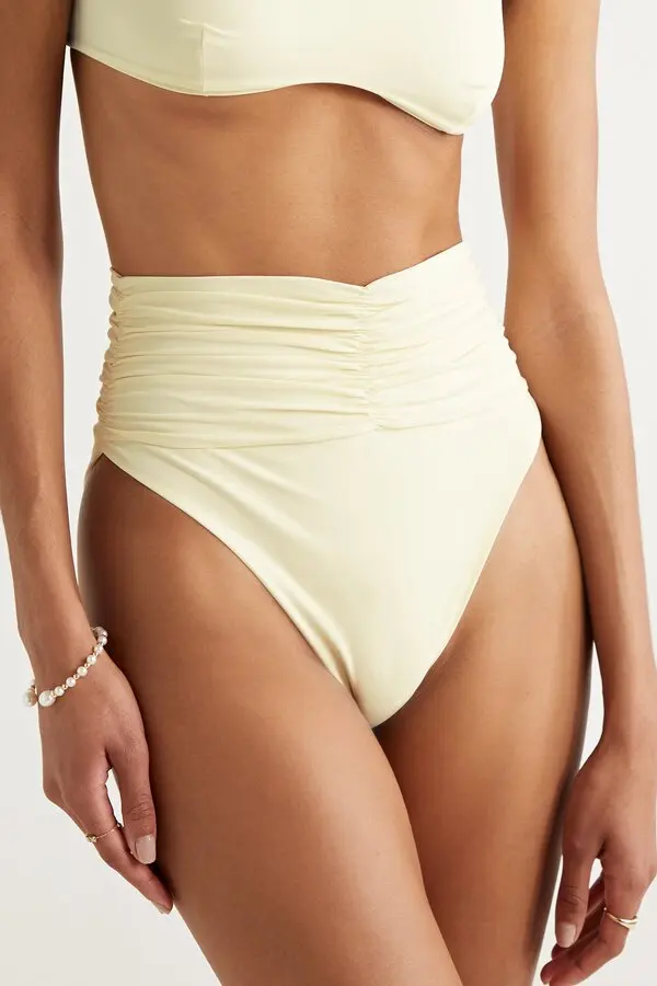 Magda Butrym Appliquéd Ruched Bikini Briefs - Cream