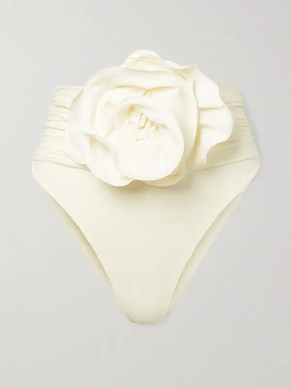 Magda Butrym Appliquéd Ruched Bikini Briefs - Neutrals