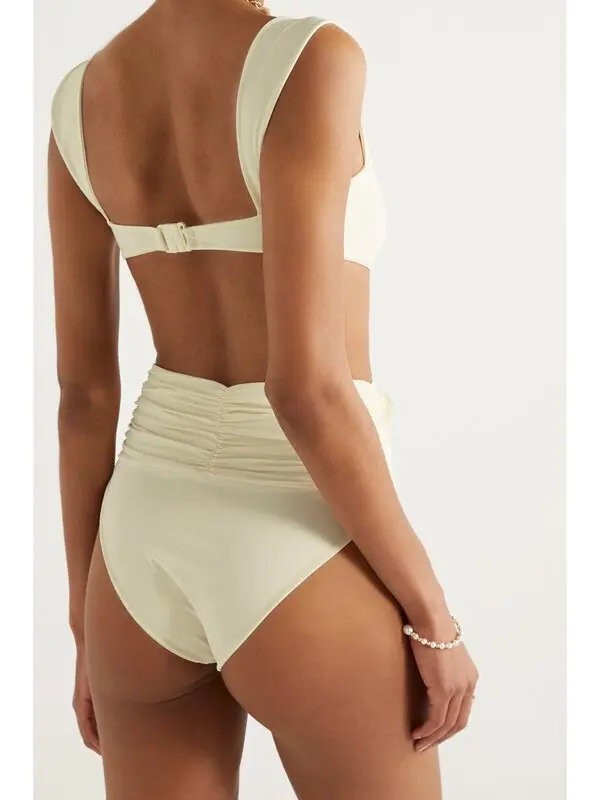 Magda Butrym Appliquéd Ruched Bikini Briefs - Neutrals