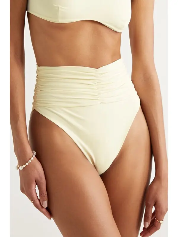 Magda Butrym Appliquéd Ruched Bikini Briefs - Neutrals