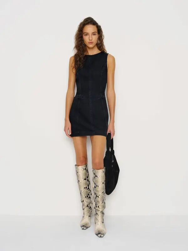 REFORMATION Citron Denim Mini Dress - Black