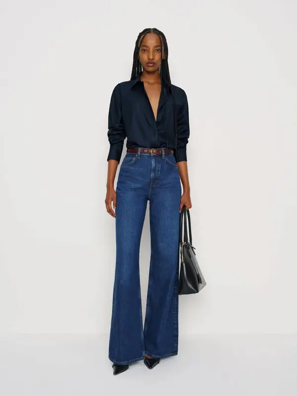 REFORMATION Eli Oversized Shirt - Blue