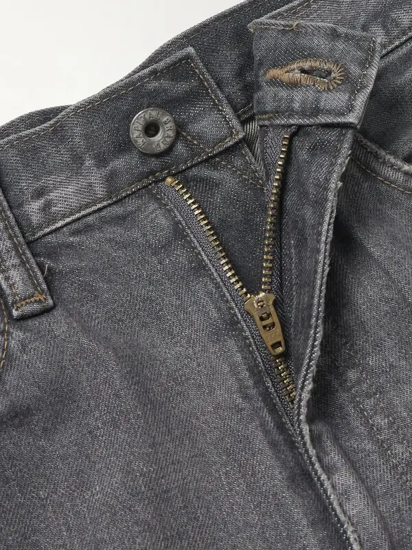 Kapital Wide-leg Appliquéd Distressed Denim Shorts - Gray