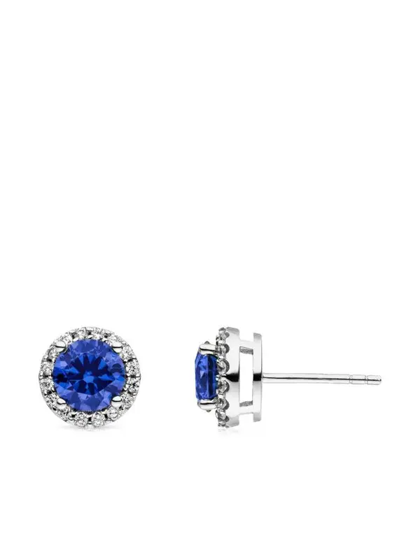 VEYNOU 14kt Gold Sapphire Stud Earrings - White