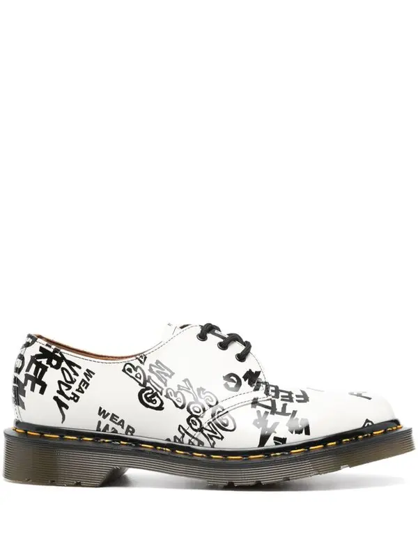 Comme Des Garçons X Dr. Martens Text-print Derby Shoes - White