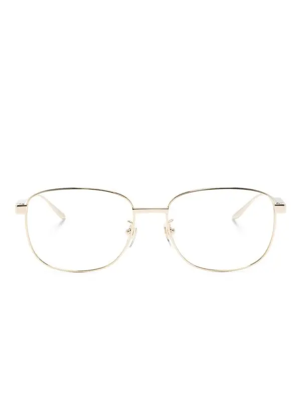 Gucci Logo-debossed Rectangle-frame Glasses - Gold