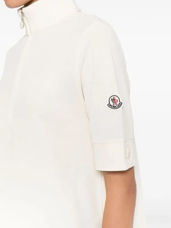 Moncler Zip Cotton T-shirt - Neutrals