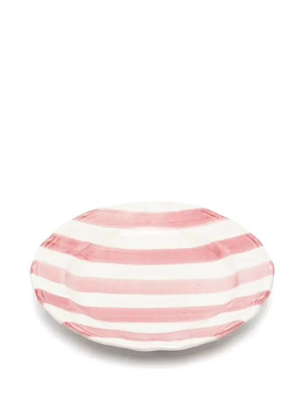 LES-OTTOMANS Striped Ceramic Plate - Pink