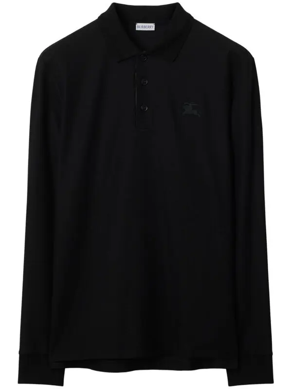 Burberry Long-sleeve Cotton Polo Shirt - Black
