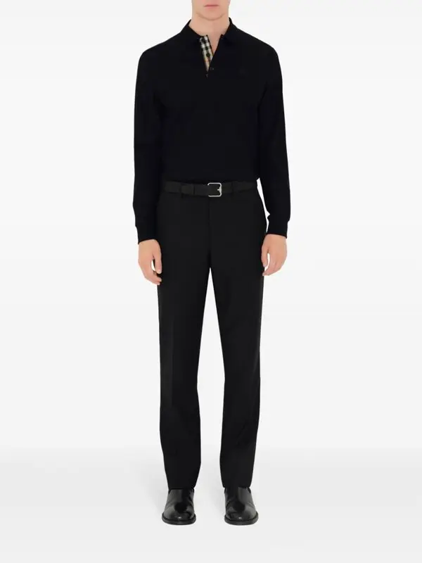 Burberry Long-sleeve Cotton Polo Shirt - Black