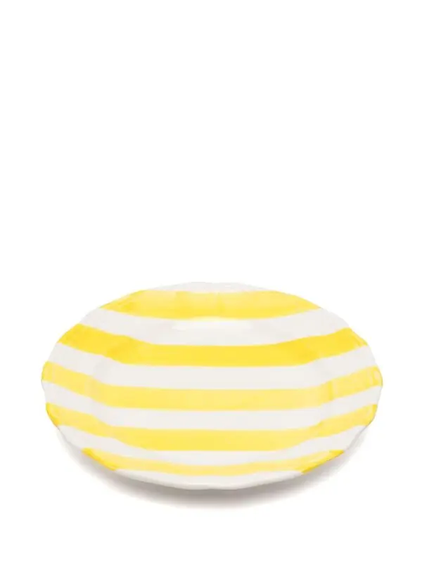 LES-OTTOMANS Striped Ceramic Plate - Yellow