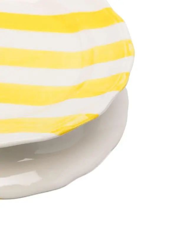 LES-OTTOMANS Striped Ceramic Plate - Yellow