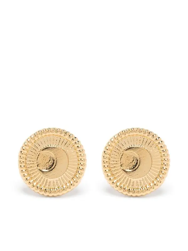 MARINE SERRE Logo-engraved Stud Earrings - Gold