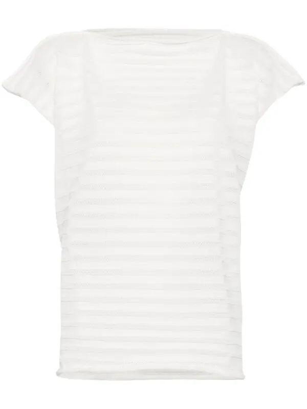 Issey Miyake Mesh Knitted Top - White