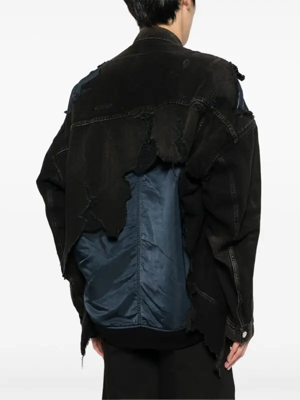 Mihara Yasuhiro Layered Denim Bomber Jacket - Black