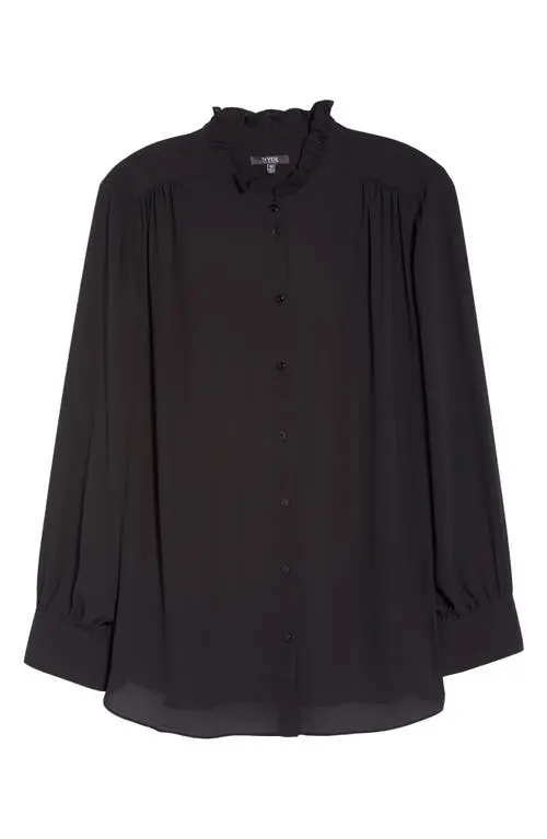 NYDJ Ruffle Neck Blouse - Black