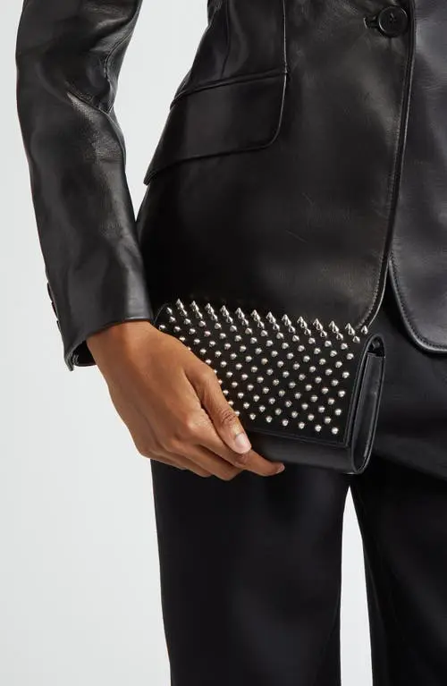 CHRISTIAN LOUBOUTIN Paloma Spiked Leather Wallet On A Chain - Bk65 Black/silver