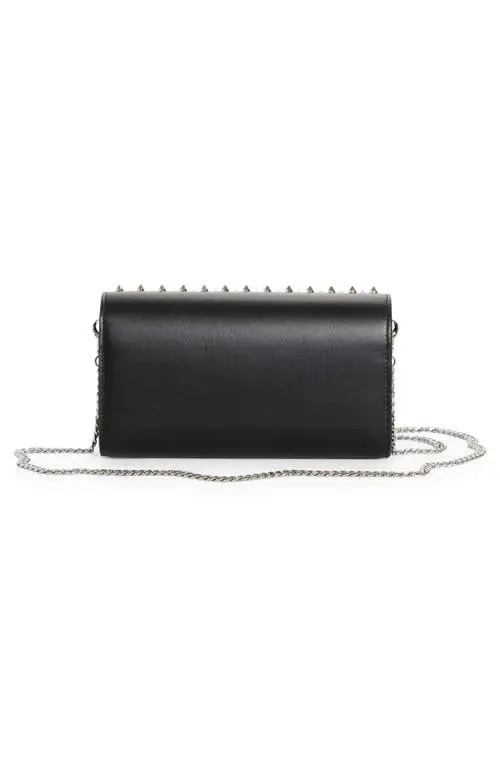 CHRISTIAN LOUBOUTIN Paloma Spiked Leather Wallet On A Chain - Bk65 Black/silver