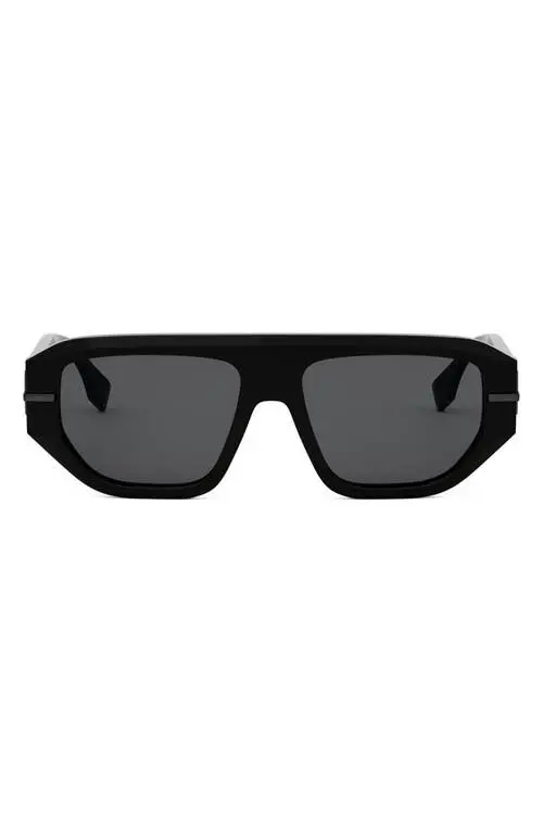 Fendi Graphy 54mm Geometric Sunglasses - Shiny Black/smoke