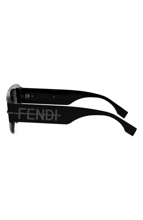 Fendi Graphy 54mm Geometric Sunglasses - Shiny Black/smoke