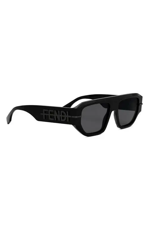 Fendi Graphy 54mm Geometric Sunglasses - Shiny Black/smoke