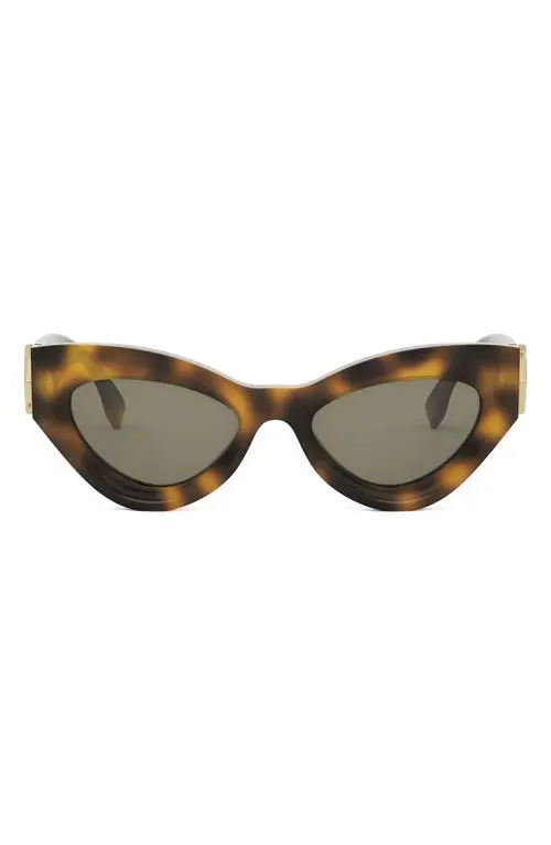 Fendi Ff Diamonds 52mm Cat Eye Sunglasses - Blonde Havana/green