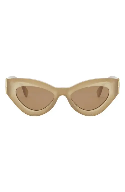 Fendi Ff Diamonds 52mm Cat Eye Sunglasses - Shiny Beige/brown