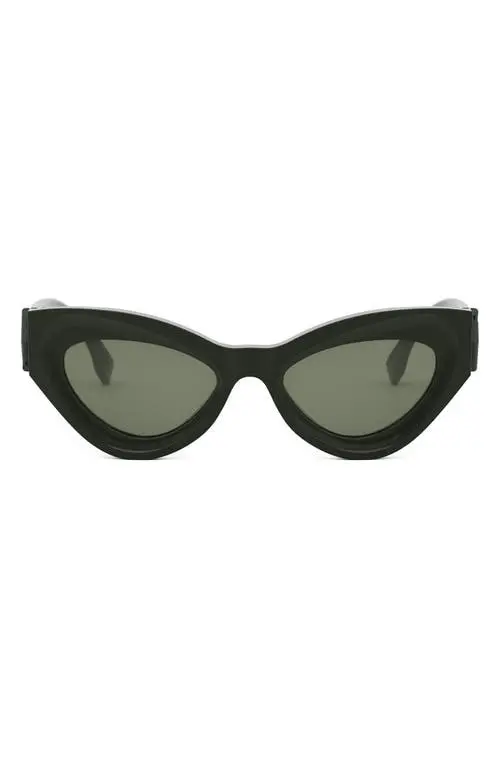 Fendi Ff Diamonds 52mm Cat Eye Sunglasses - Shiny Dark Green / Green