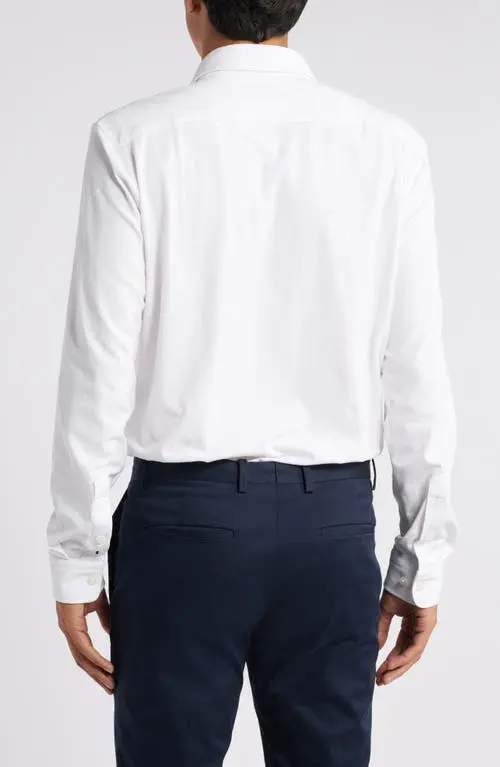 BOSS Roan Solid Stretch Cotton Button-up Shirt - Wht