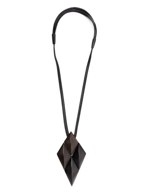 MONIES Wood Pendant Necklace - Black
