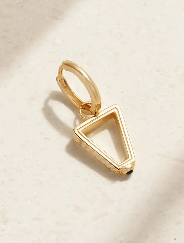 MARIE LICHTENBERG Triangle Baby 18-karat Sapphire Single Hoop Earring - Gold