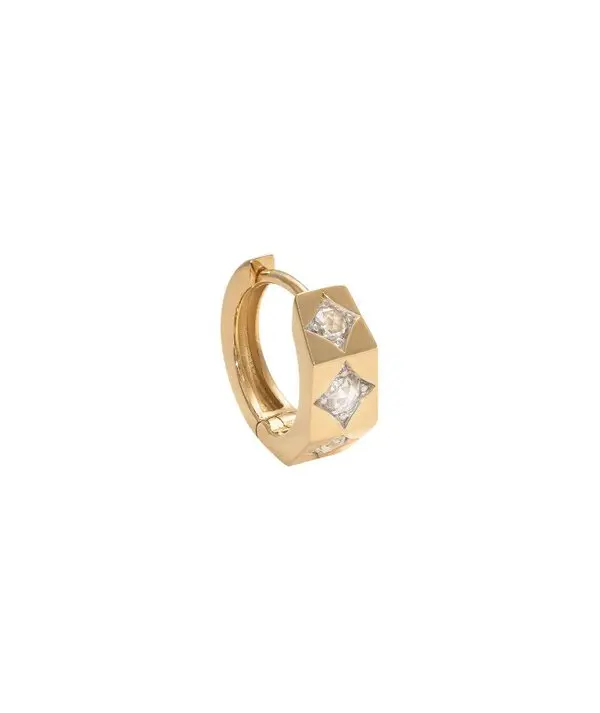 MARIE LICHTENBERG Ecrou Petite Diamond Hoop Earring - Gold