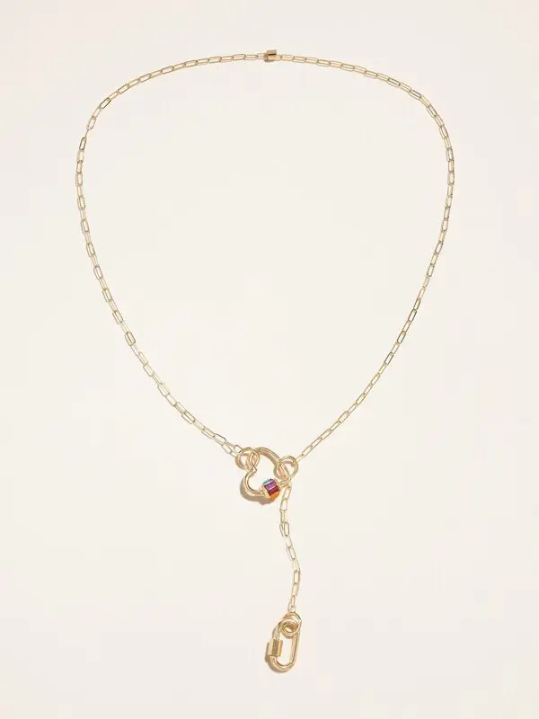 MARLA AARON Baby Heartlock 14-karat Multi-stone Necklace - Gold
