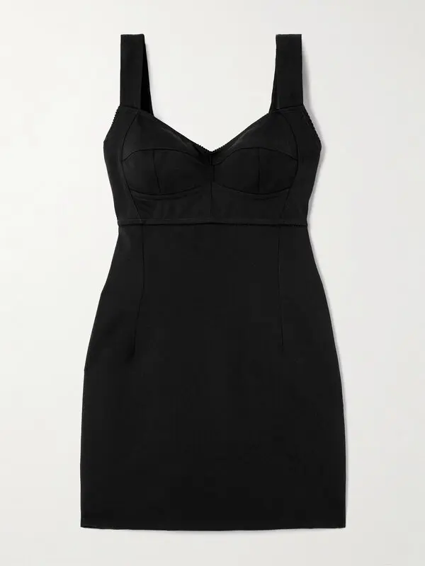 Dolce & Gabbana Scalloped Wool-blend Gabardine Mini Corset Dress - Black