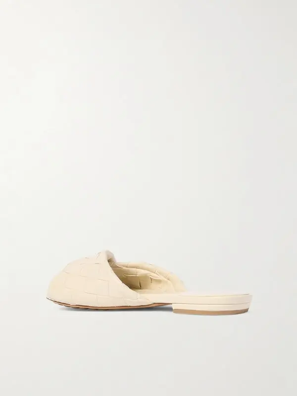 Bottega Veneta Blink Intrecciato Leather Slides - Neutrals