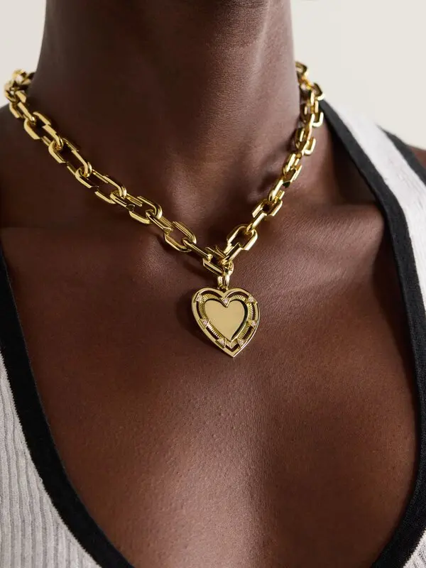 FOUNDRAE Heart Token Love Medium 18-karat Diamond Necklace