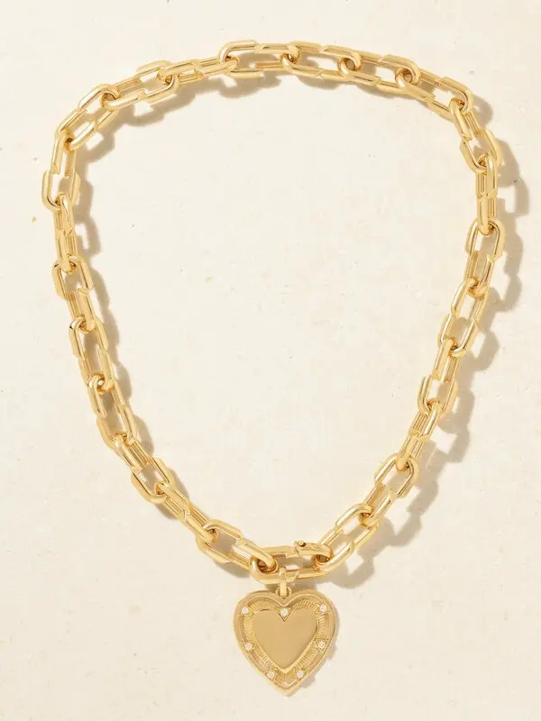 FOUNDRAE Heart Token Love Medium 18-karat Diamond Necklace