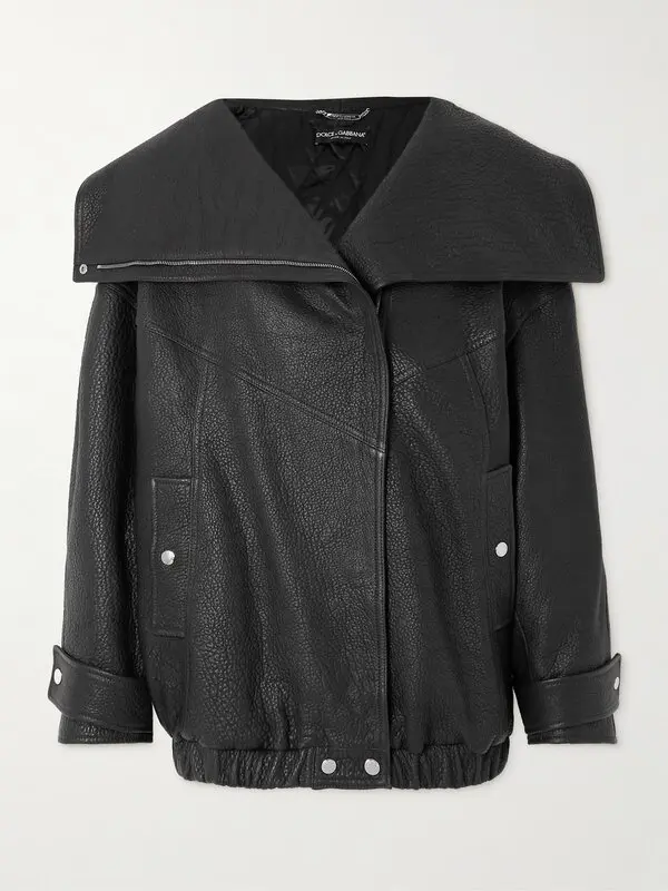 Dolce & Gabbana Oversized Textured-leather Biker Jacket