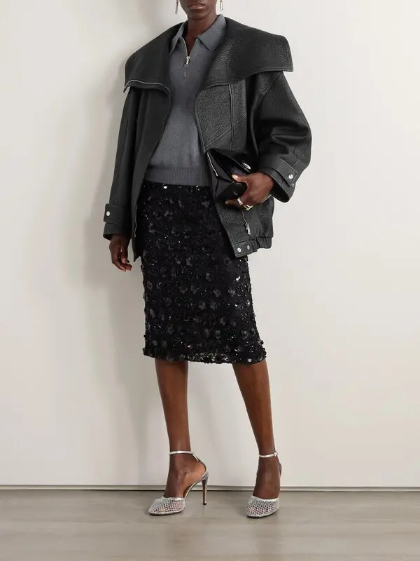 Dolce & Gabbana Oversized Textured-leather Biker Jacket
