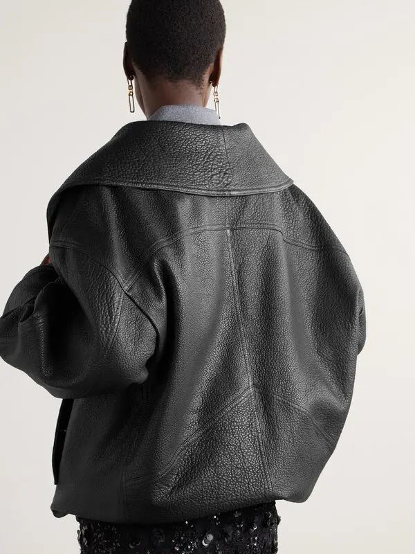 Dolce & Gabbana Oversized Textured-leather Biker Jacket