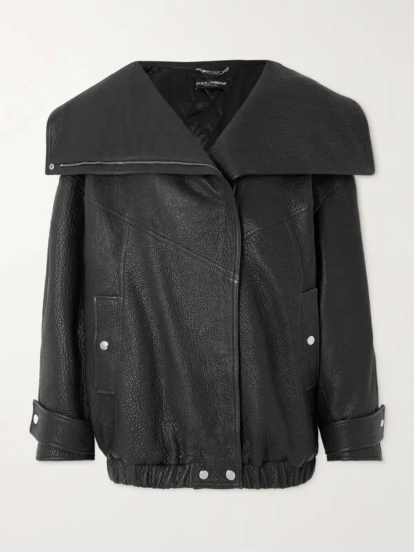 Dolce & Gabbana Oversized Textured-leather Biker Jacket
