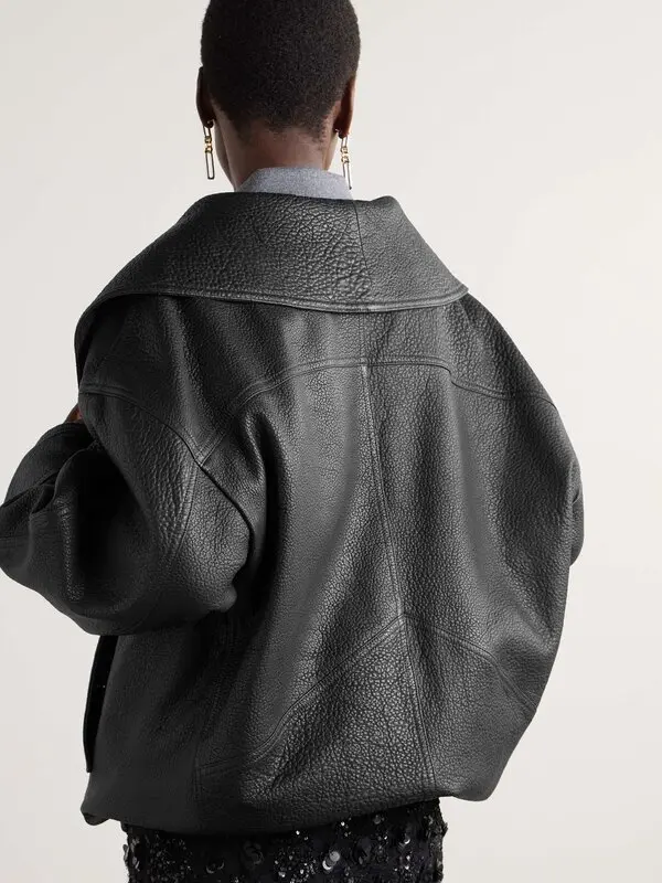 Dolce & Gabbana Oversized Textured-leather Biker Jacket