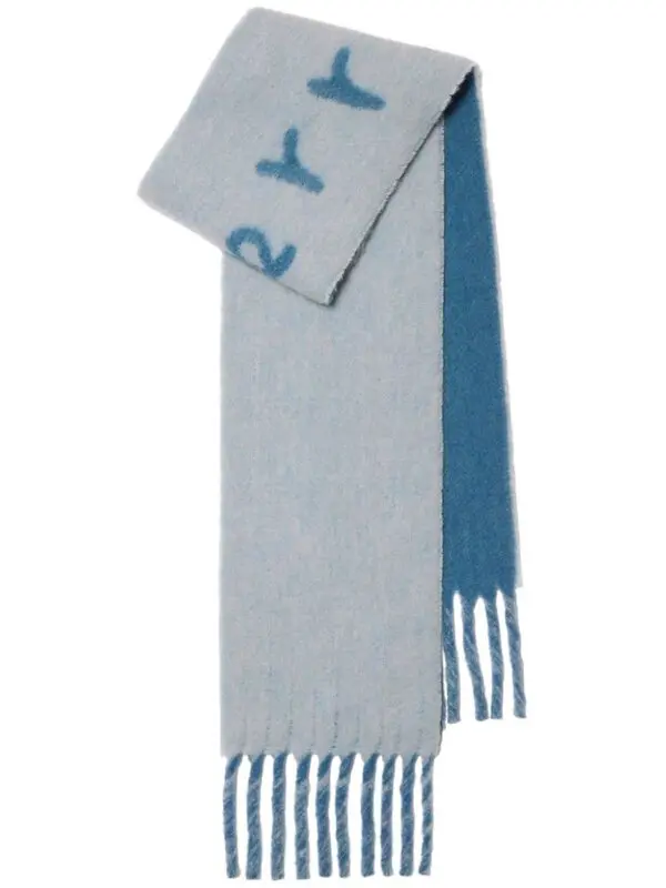 Burberry Logo-intarsia Reversible Scarf - Blue