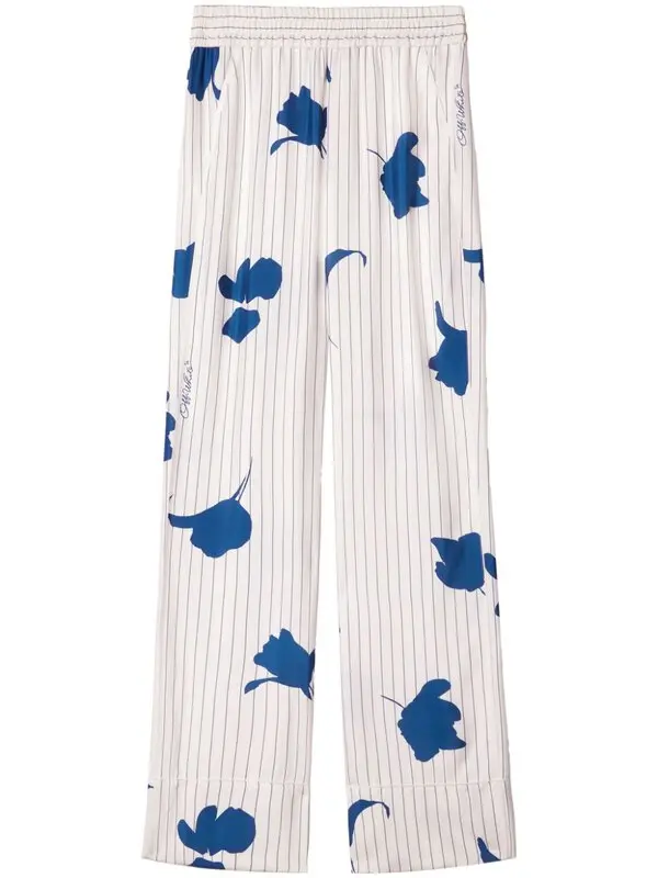 Off-White Floral-print Trousers - White