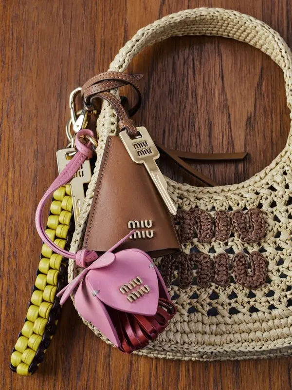 Miu Miu Leather Keychain - Brown | Editorialist