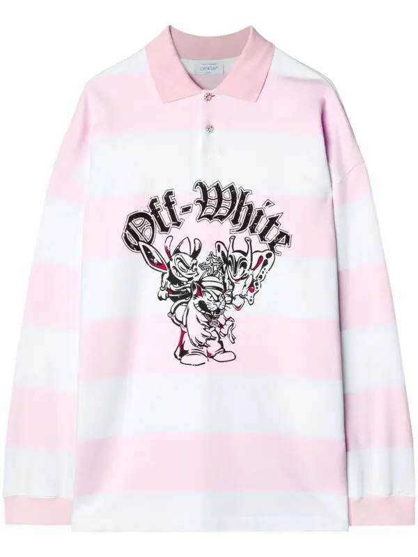 Off-White Long-sleeve Polo Shirt - Pink