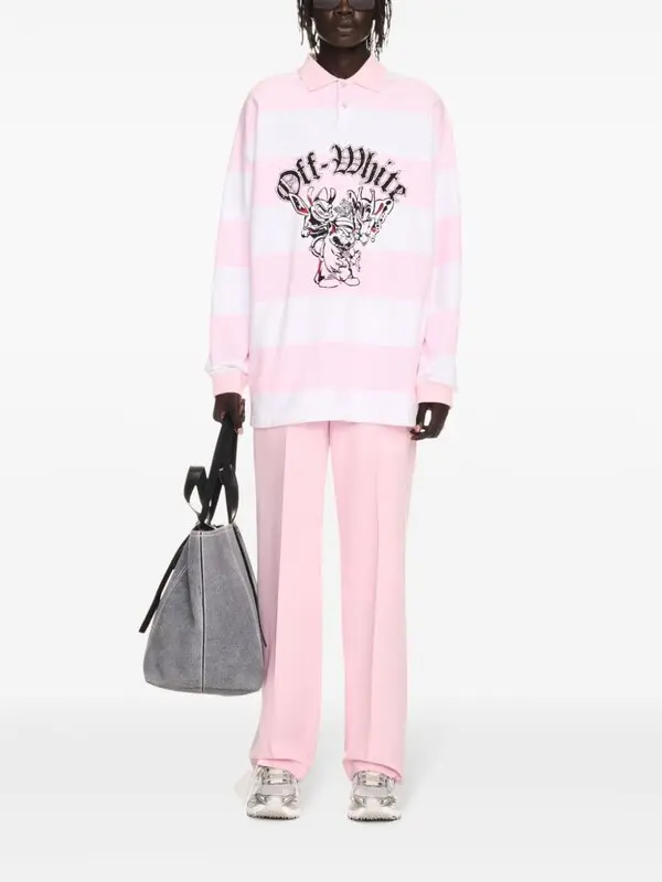 Off-White Long-sleeve Polo Shirt - Pink