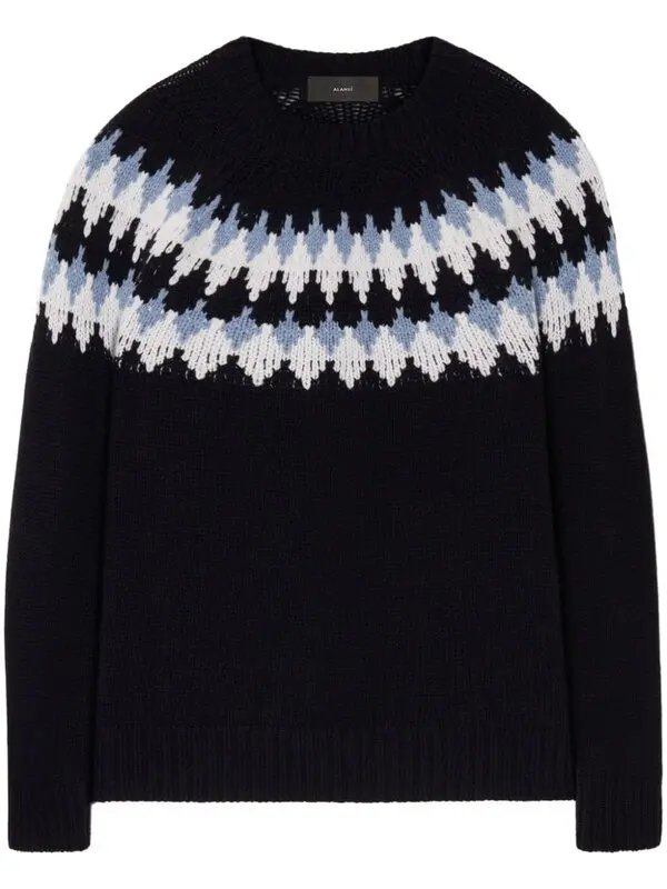 Alanui Fair Isle Intarsia-knit Wool Sweater - Blue