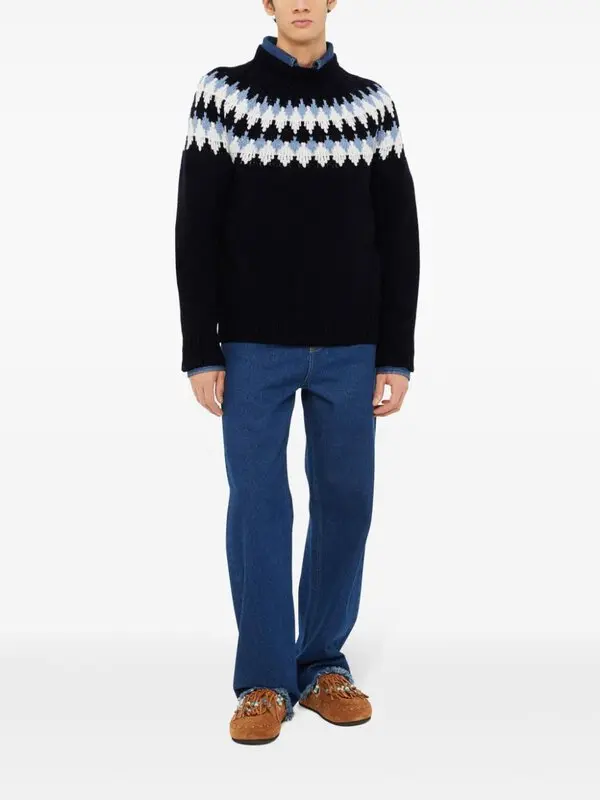Alanui Fair Isle Intarsia-knit Wool Sweater - Blue